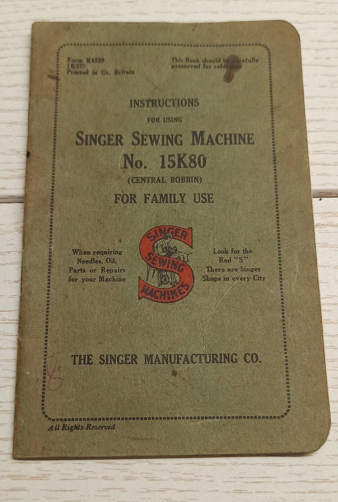 Singer 15K80 Sewing Machine Physical Instruction Manual. Form 4229 - Etsy