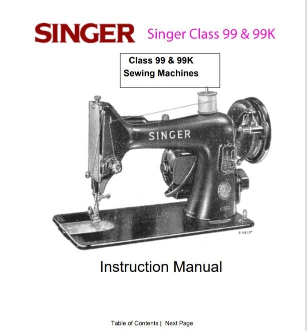 Singer Class 99 and 99K Sewing Machine Digital Manual. PDF Download - Etsy