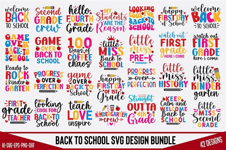 Back to School SVG Design Bundle - Etsy