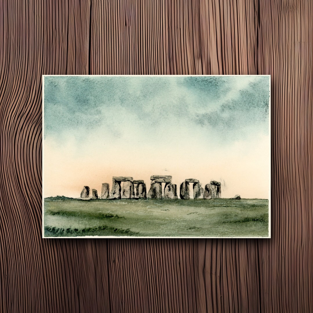 ORIGINAL Watercolor Stone Henge Illustration, Landscape Painting ...