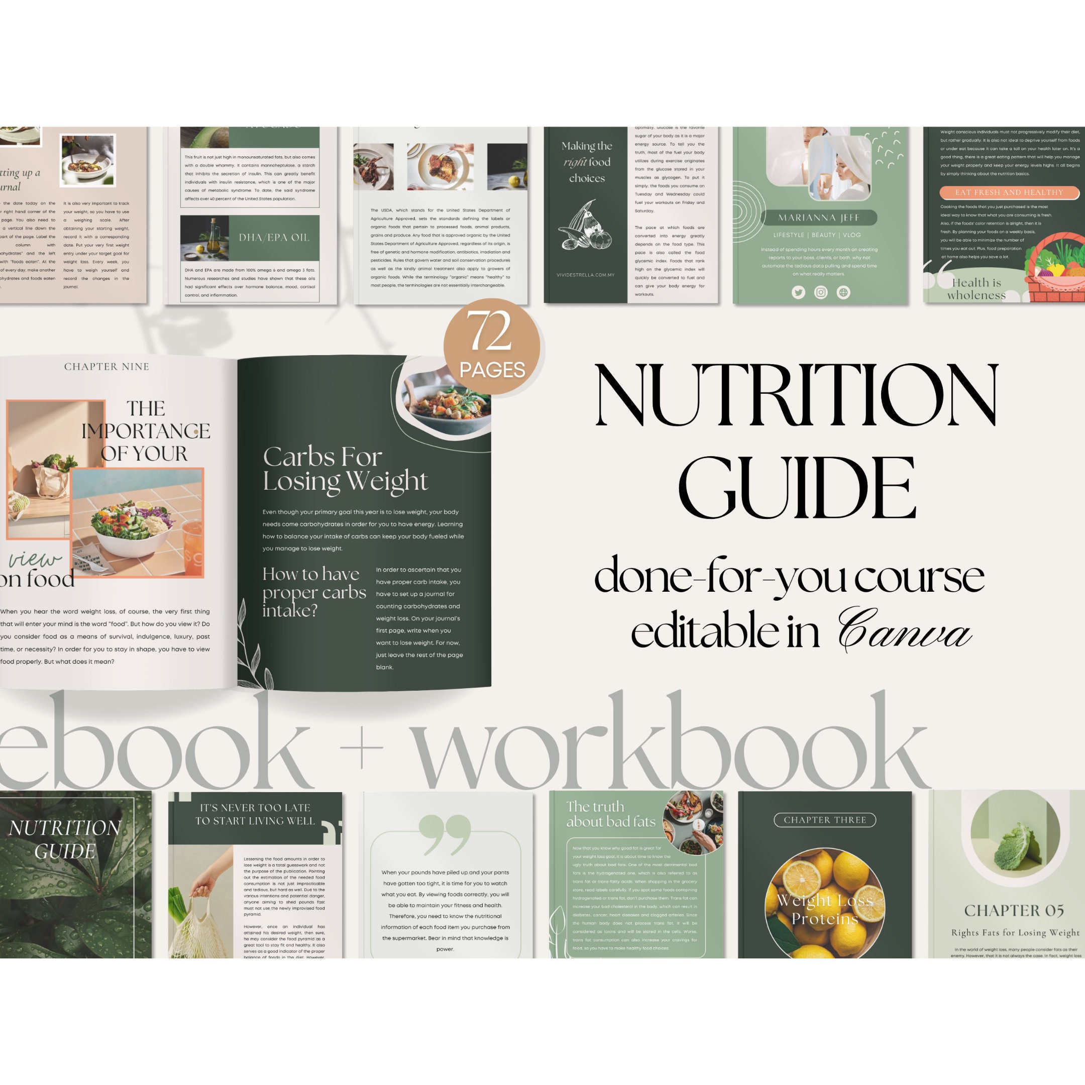 Nutrition Guide Workbook | Coach Lead Magnet Ebook (canva Editable) - Etsy