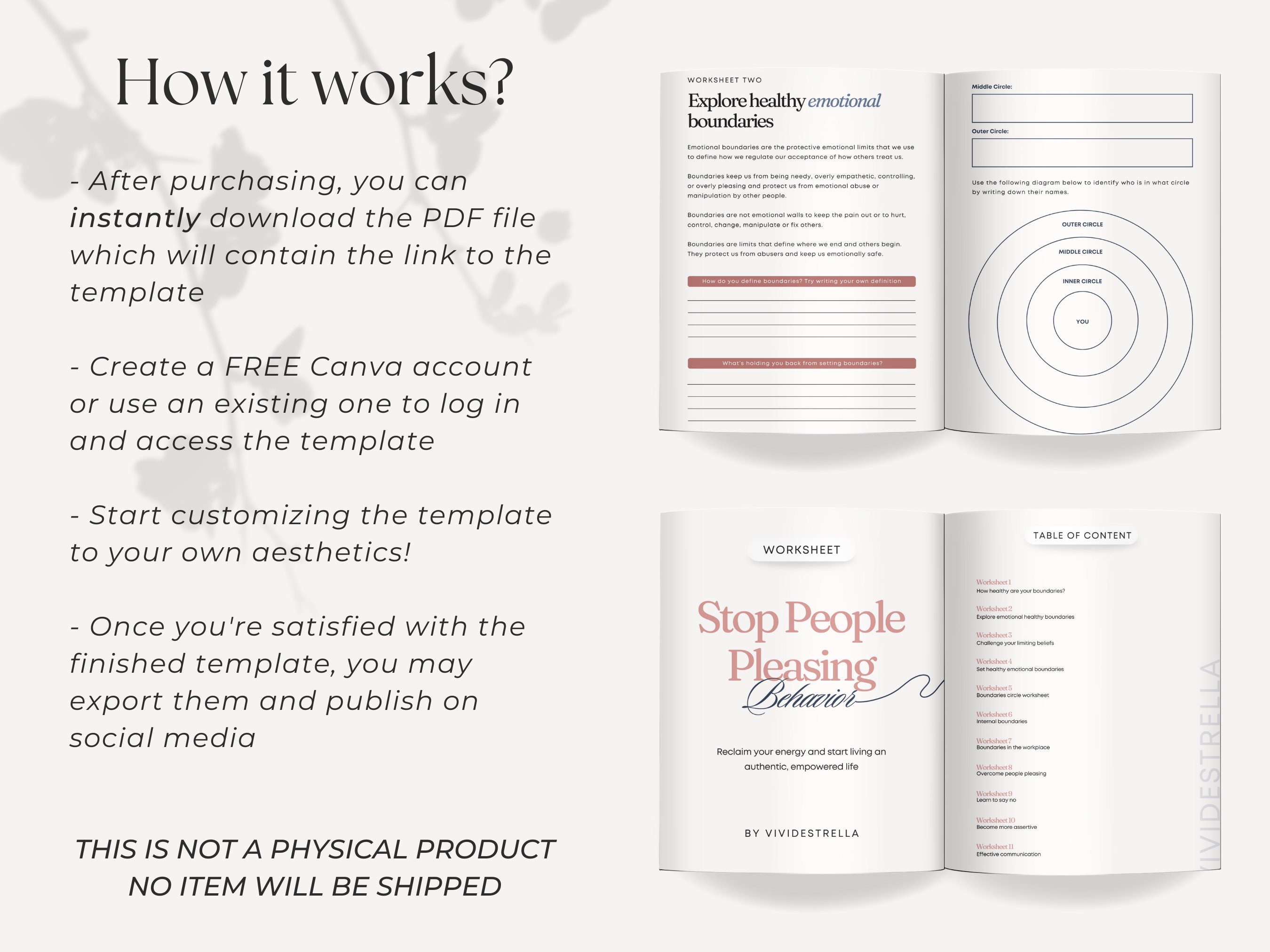 Stop People Pleasing Worksheet Healthy Boundaries Workbook Setting ...