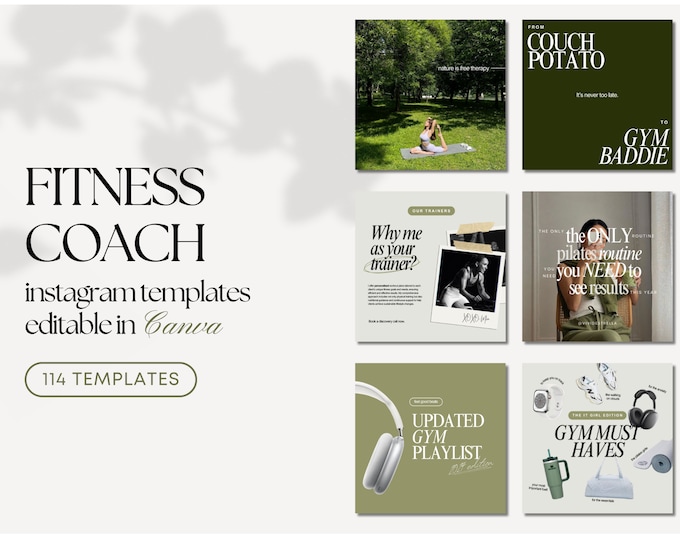 Fitness Instagram Post Templates | Self Care Instagram Templates ...