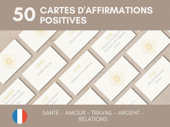 50 CARTES AFFIRMATIONS Positives Jeu De Cartes | Etsy