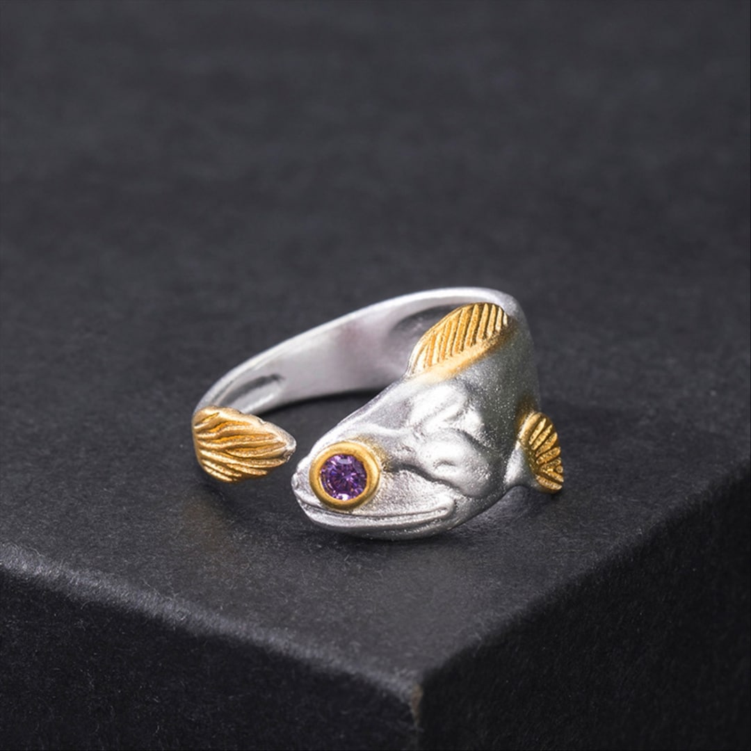 Fish Design Ring Koi Fish Ring Sterling Adjustable Ring Silver Ring ...