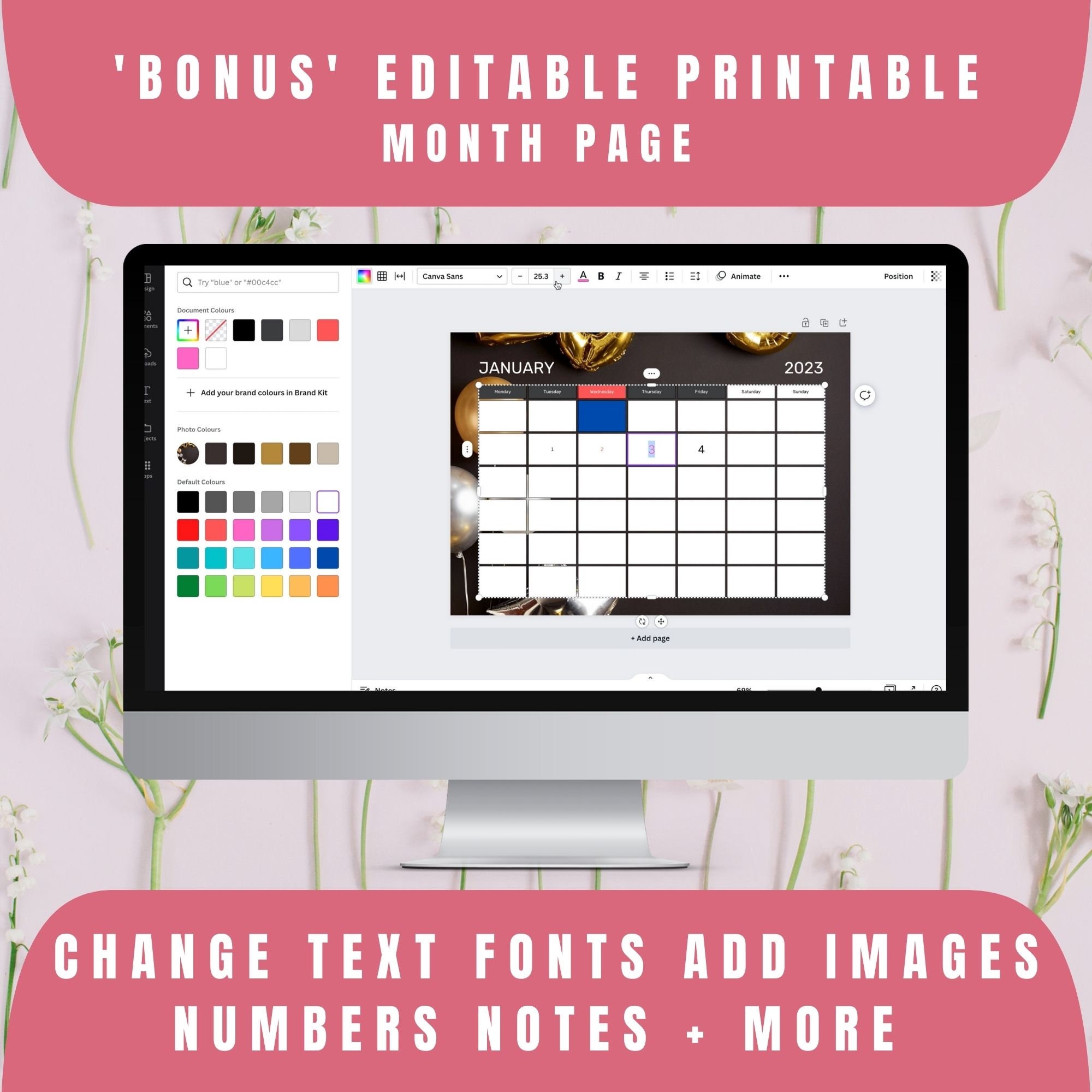 2023 2024 Printable PDF Calendar Simple Black & White PLUS Bonus ...