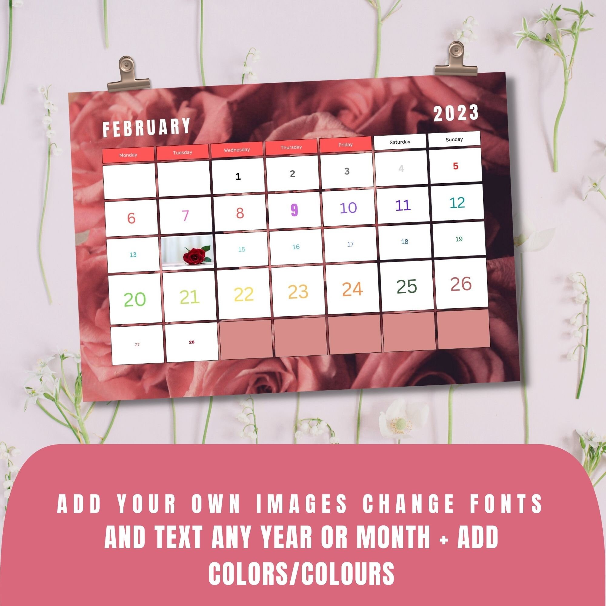 2023 2024 Printable PDF Calendar Simple Black & White PLUS Bonus ...