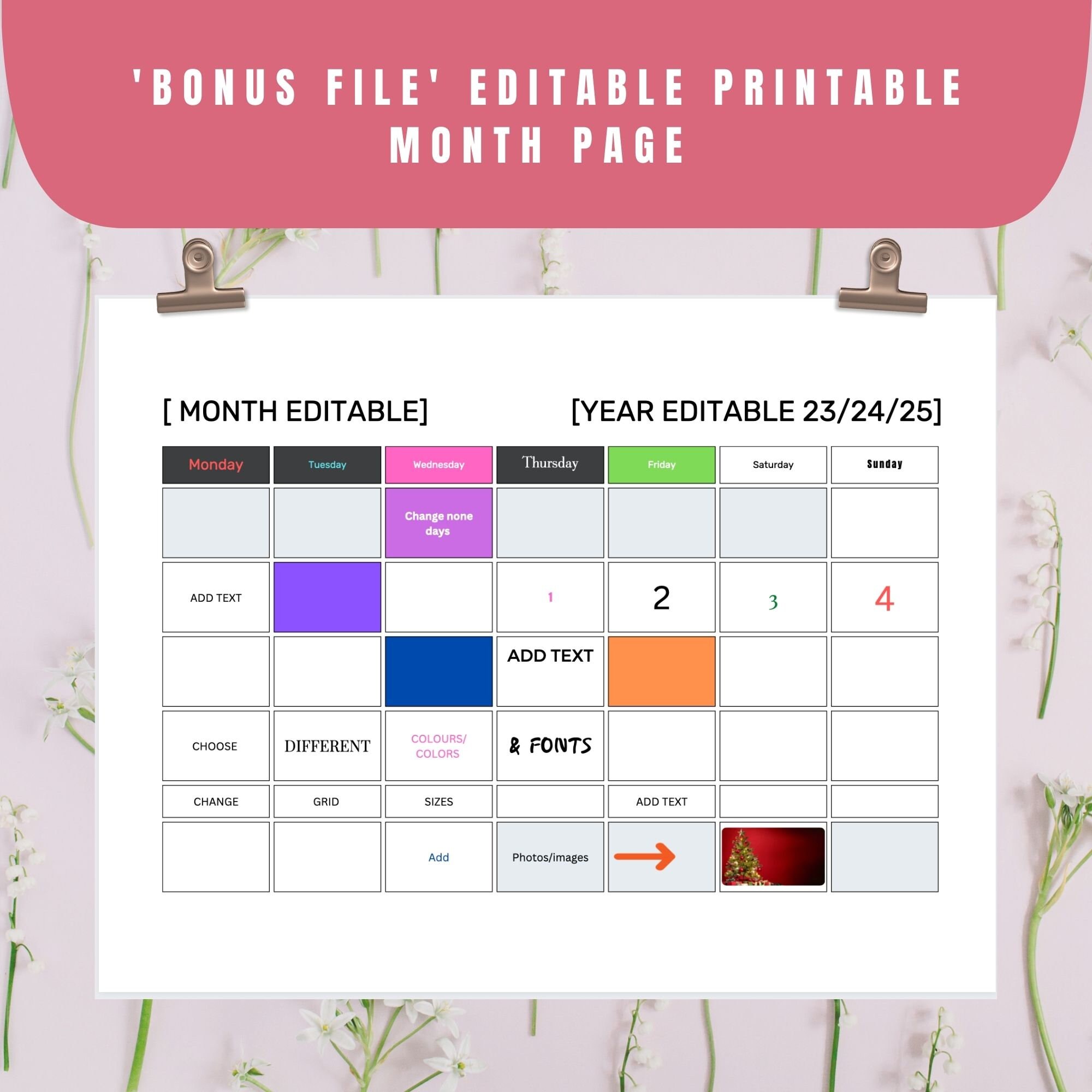 2023 2024 Printable PDF Calendar Simple Black & White PLUS Bonus ...