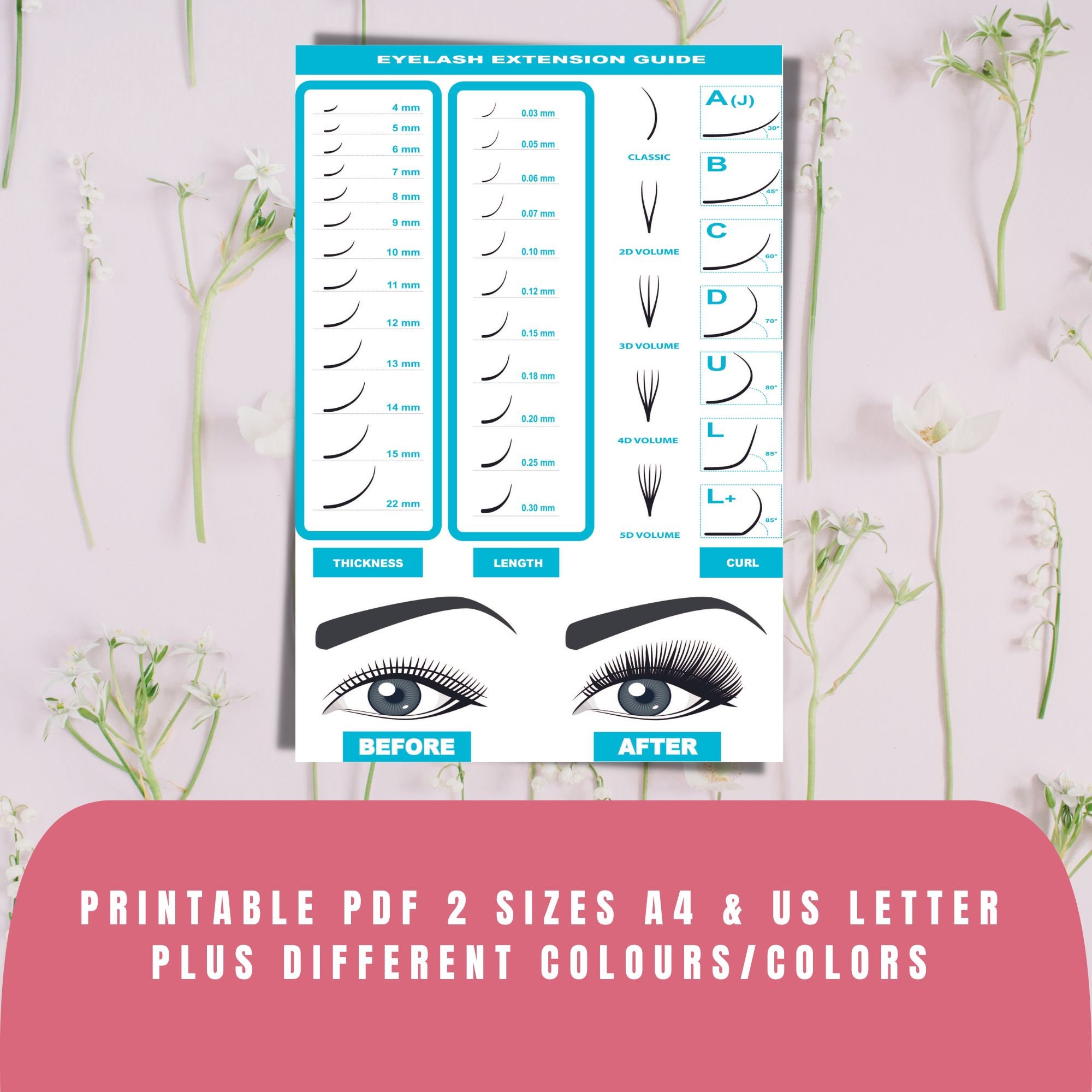 Eyelash Extension Guide, Lash Extension Guide, Printable PDF, Lash ...