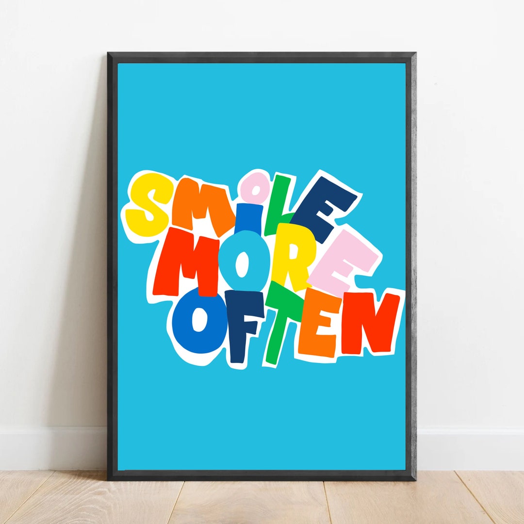 Smile More Often / Smiley Face Happy / Colourful/cool Cute Home Decor ...