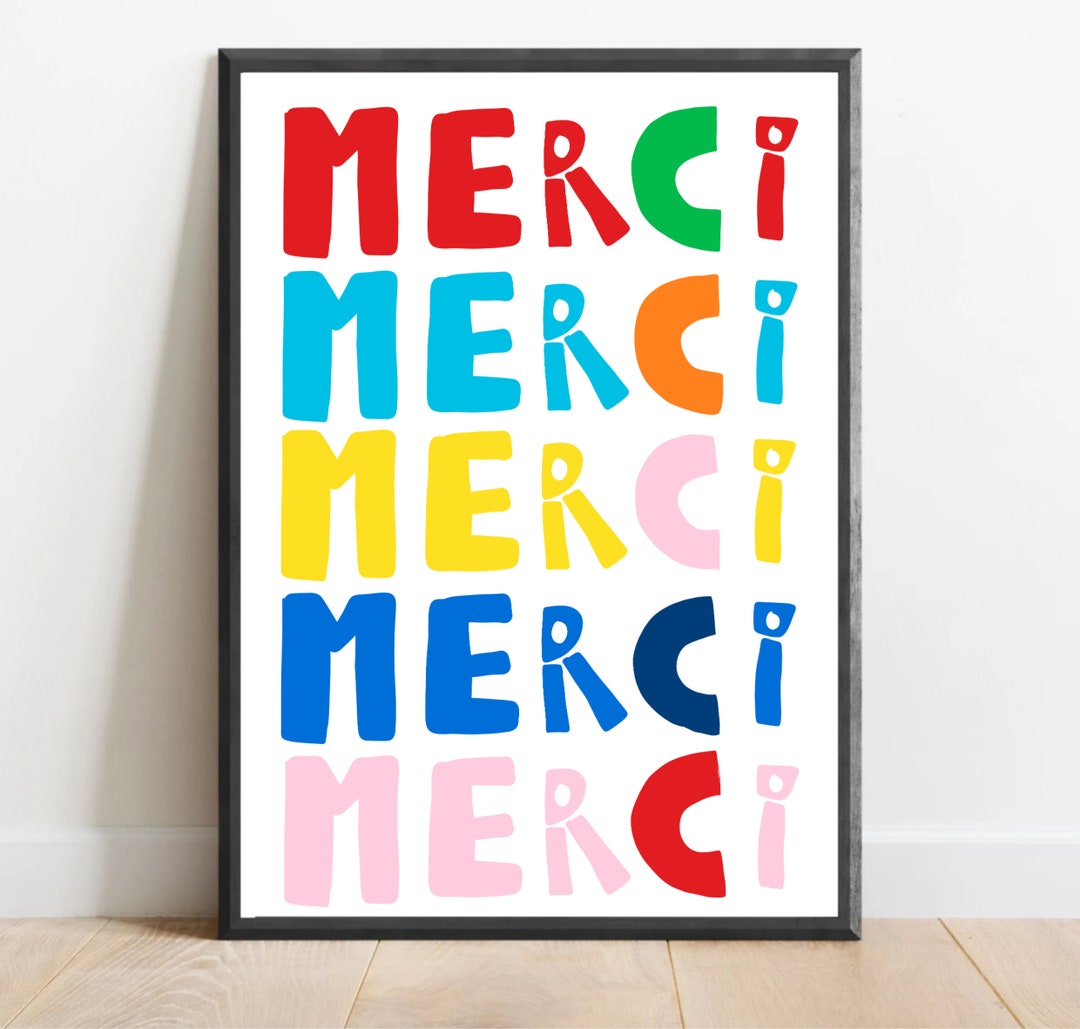 Merci Merci Merci Merci Merci Poster in French - Etsy