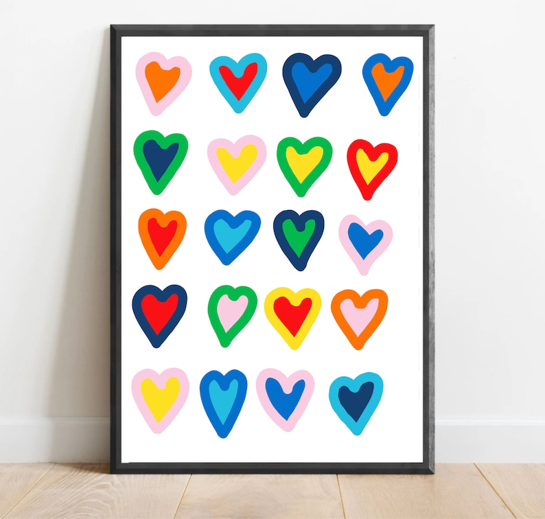 Love Heart Pop Art Print Heart Poster Modern Art Colourful Art - Etsy