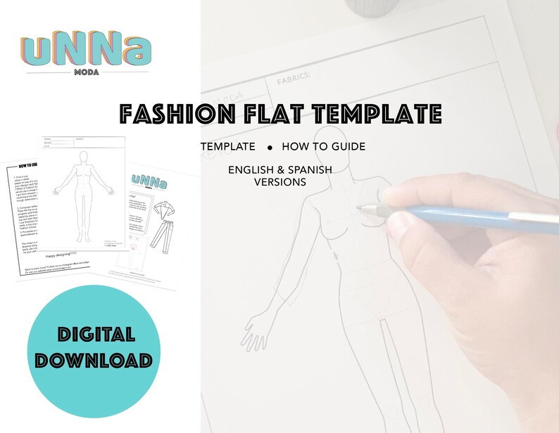 Fashion Croqui Tech Flat Template Font and Back Includes BONUS How to ...