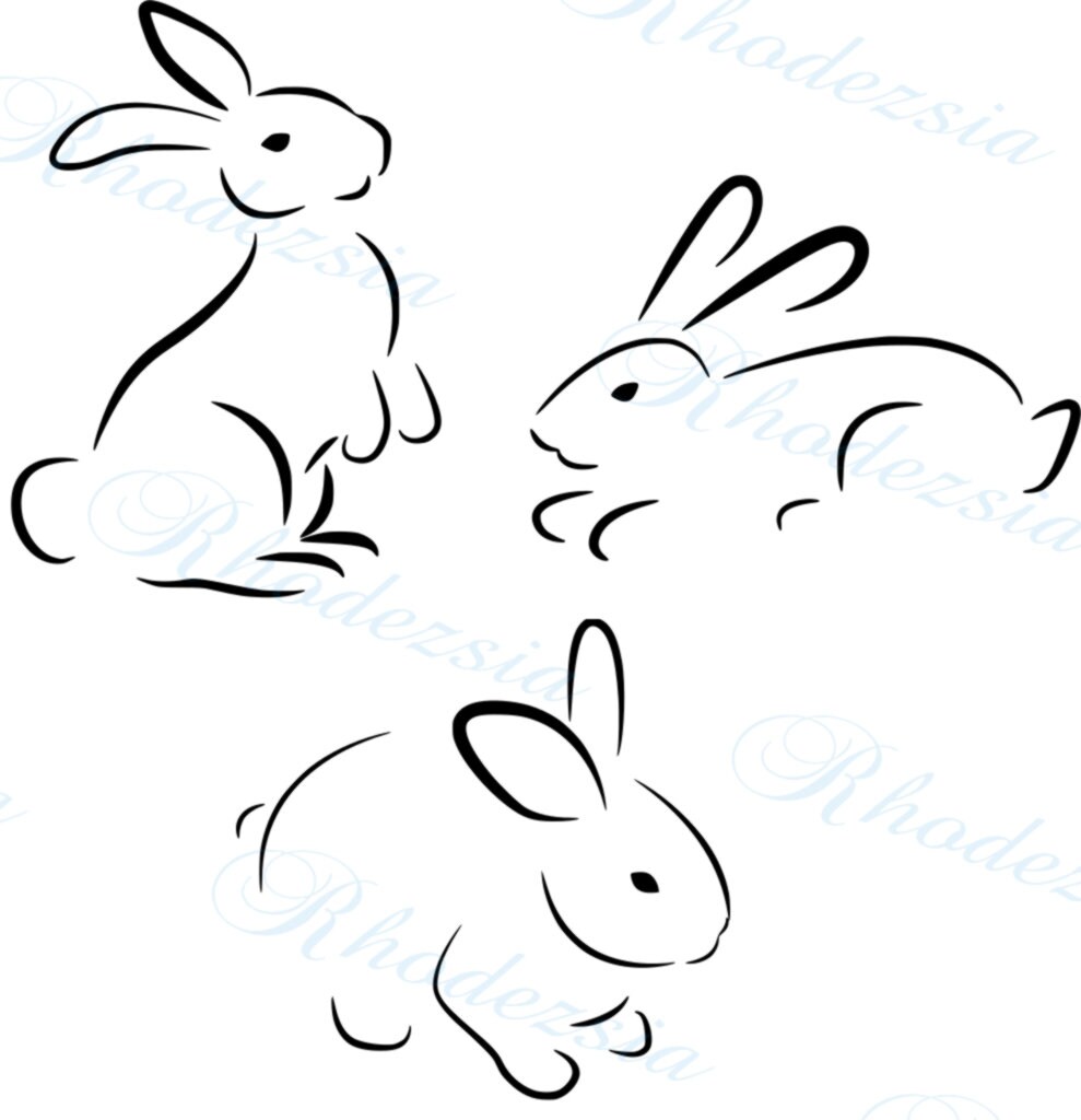 Bunny Clipart Set of 3 Printable, SVG, Png, Eps and Dxf, Jpg Simple ...