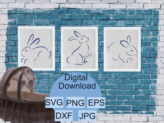 Bunny Clipart Set of 3 Printable SVG Png Eps and Dxf | Etsy