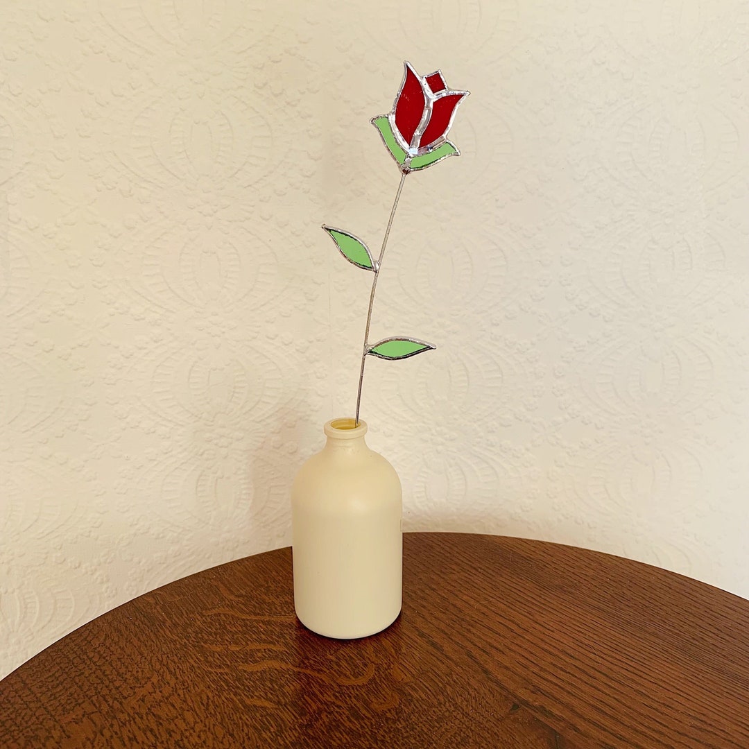 Stained Glass Rose Bud - Etsy UK