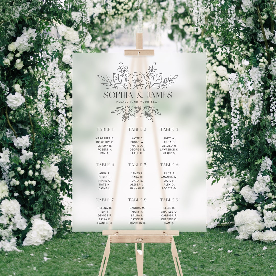 Wedding Seating Chart, Acrylic Seating Chart, Seating Chart, Acrylic ...