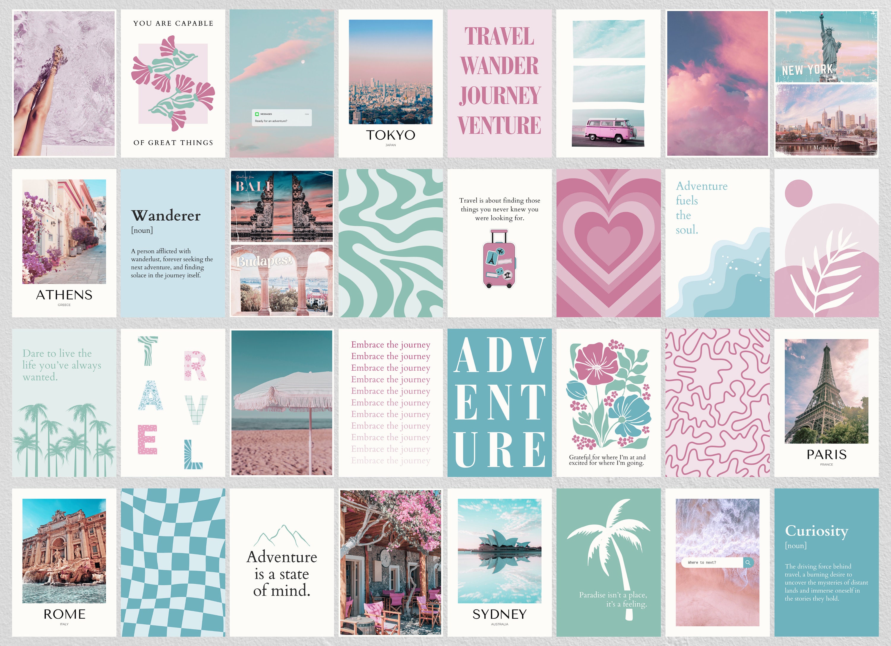 Travel Themed Collage Kit, Poster Bundle, Digital Download, Set of 60 ...