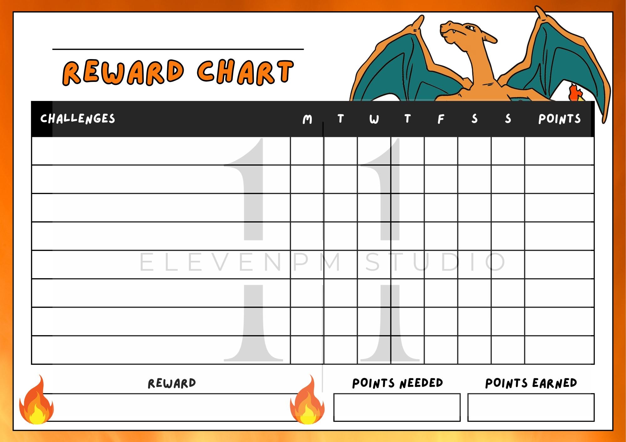 Pokémon Reward Chart | Charizard | Print at Home | Size A4 | Chore ...