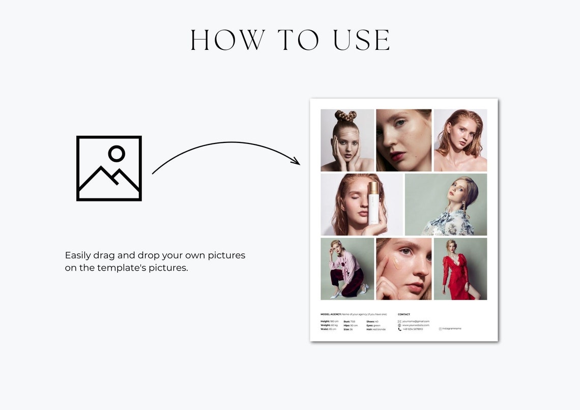 Modeling Model Comp Card / Sedcard for Castings, Compcard Sedcard for ...