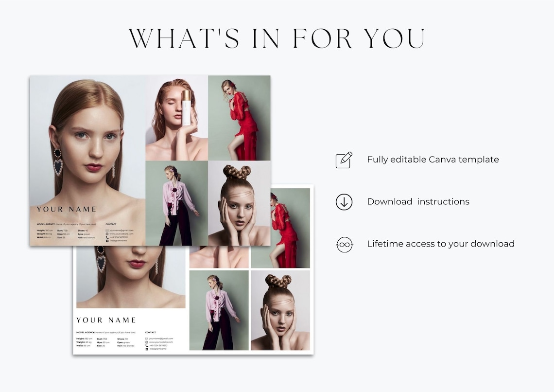 Onepager Modeling Model Comp Card / Sedcard for Castings, Compcard ...
