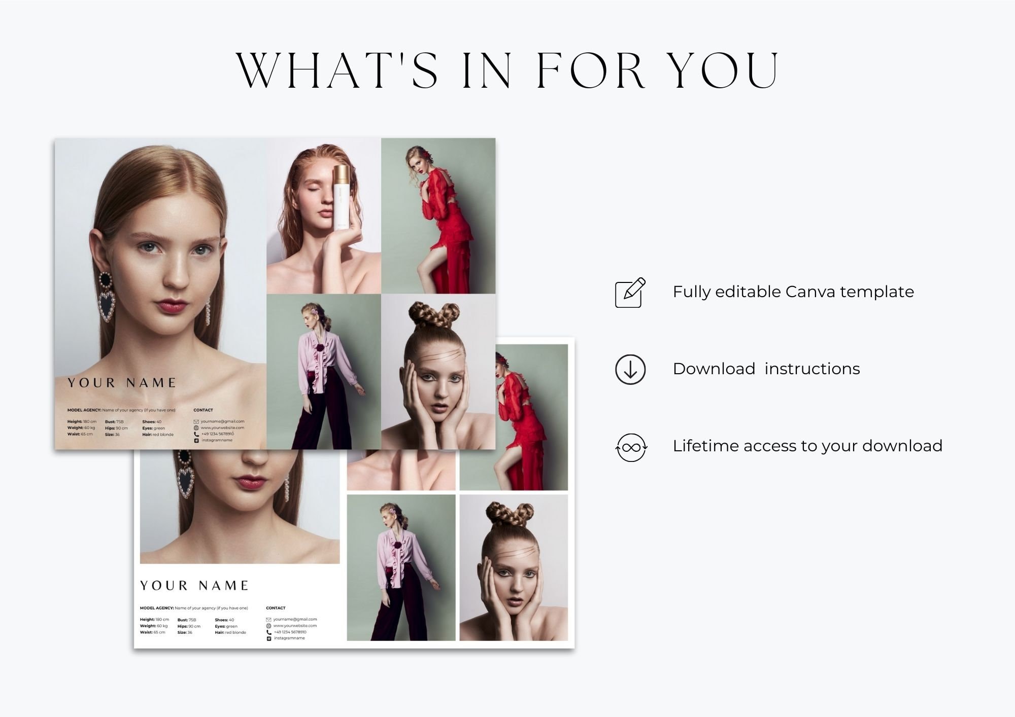 Onepager Modeling Model Comp Card / Sedcard for Castings, Compcard ...