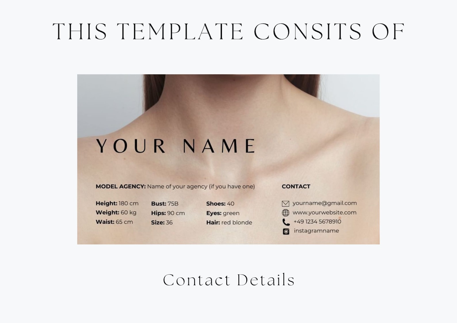 Onepager Modeling Model Comp Card / Sedcard for Castings, Compcard ...