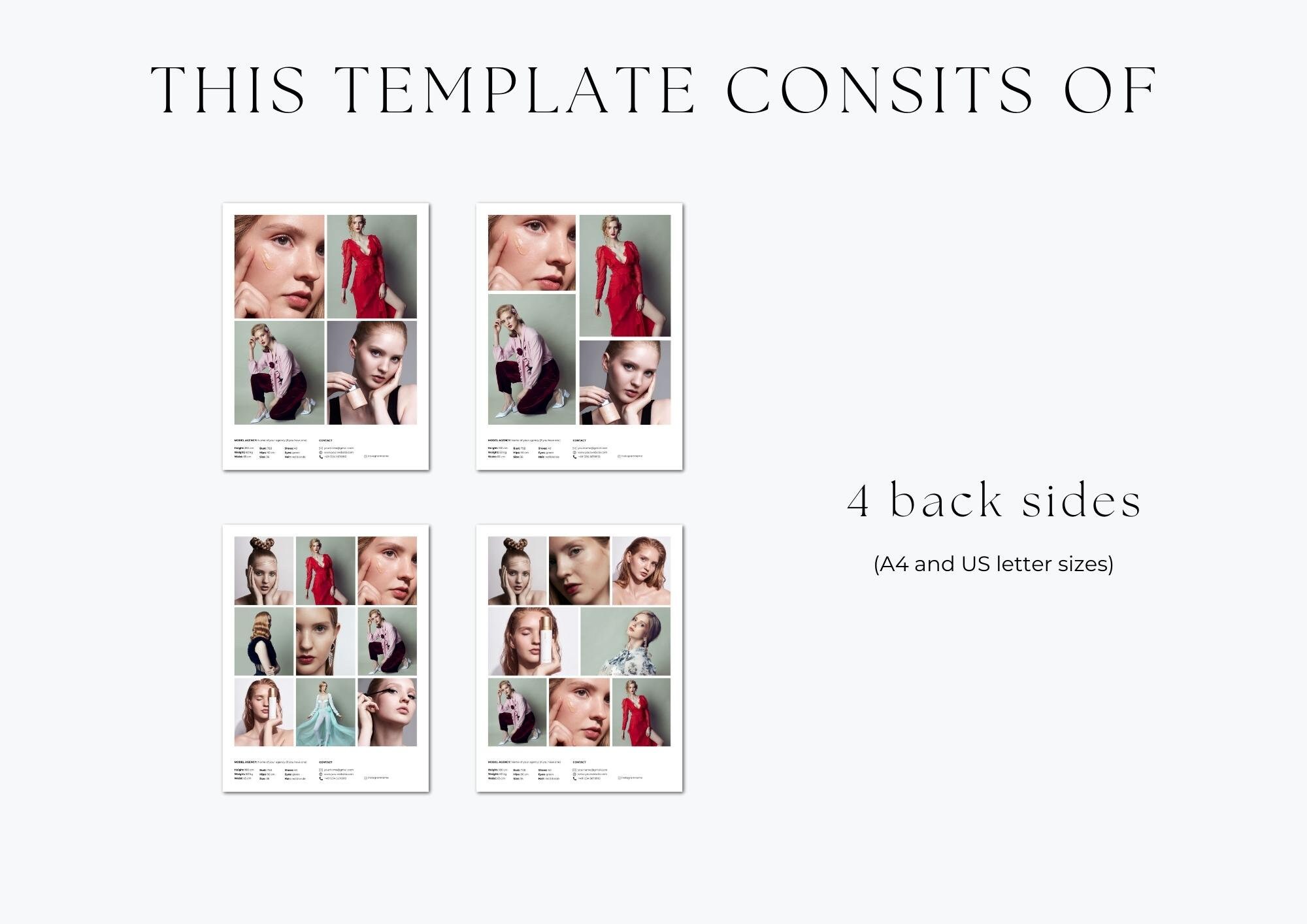 Modeling Model Comp Card / Sedcard for Castings, Compcard Sedcard for ...
