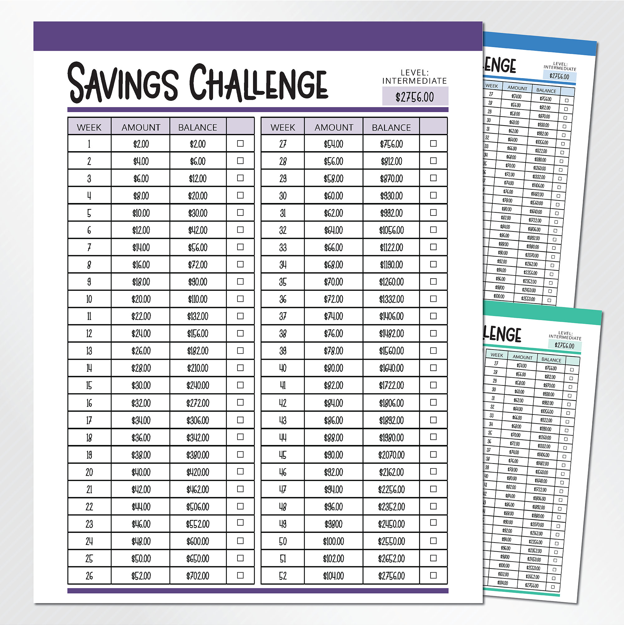 Weekly Savings Challenge, Savings Challenge, Saving Money, Easy Version ...