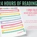 Reading Chart Tracker, Reading Log Printable, 24 Hours of Reading ...