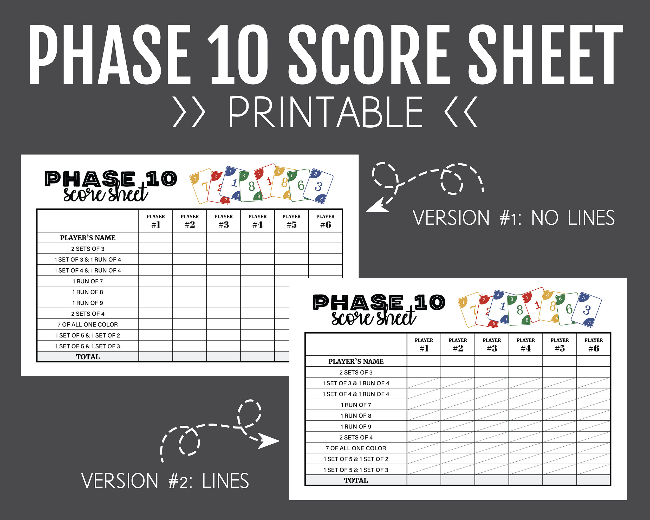Phase 10 Score Sheet, Printable Score Sheet, Digital, Instant Download ...