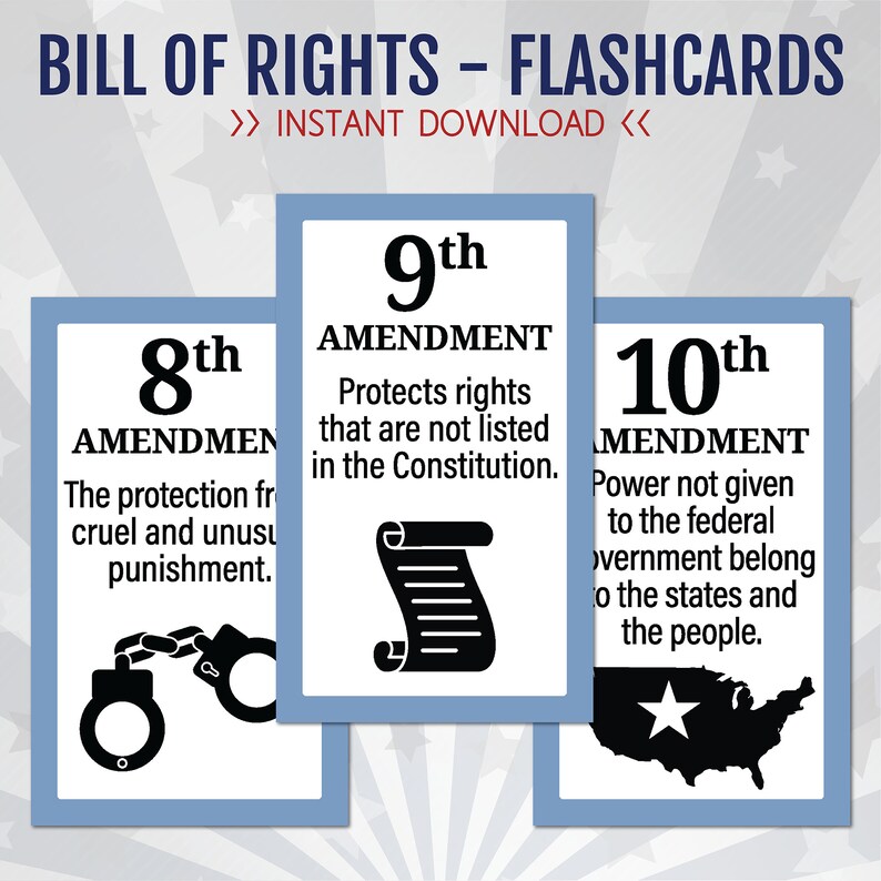 U.S. Bill of Rights, Bill of Rights Flashcards, U.S. Government ...