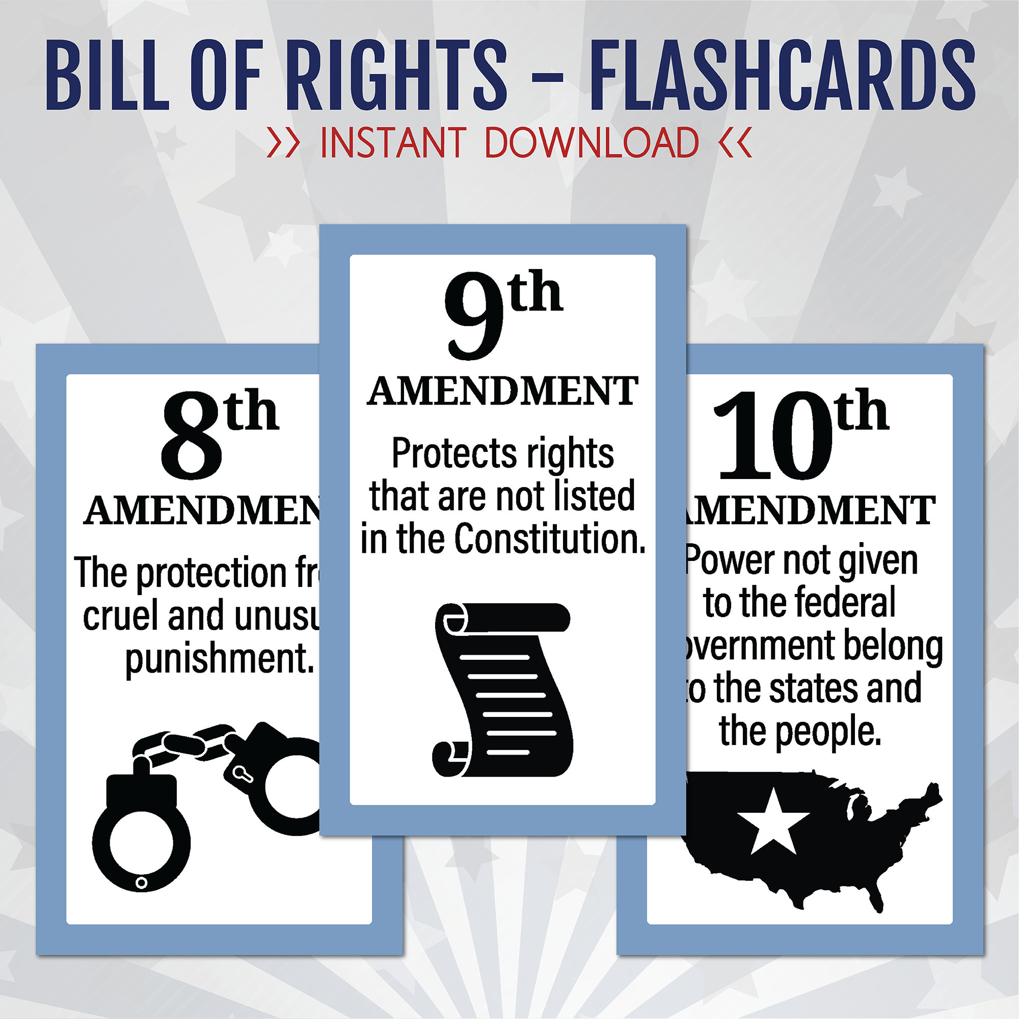 U.S. Bill of Rights, Bill of Rights Flashcards, U.S. Government ...