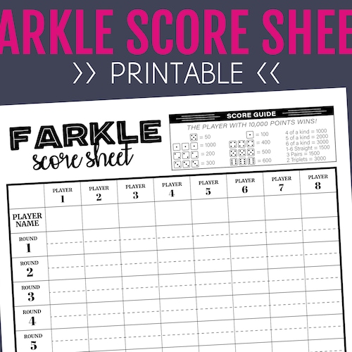 Farkle Score Sheet Printable Score Sheet Digital Instant - Etsy