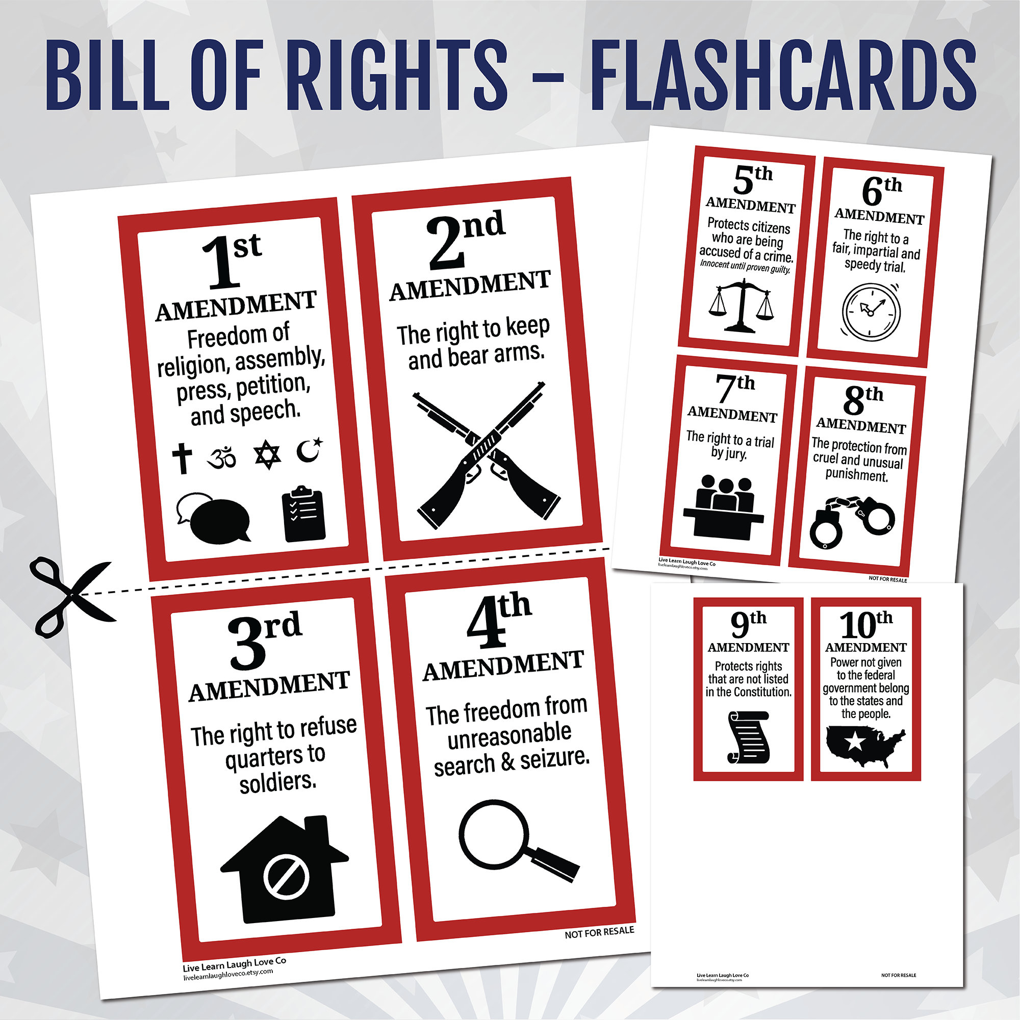 U.S. Bill of Rights, Bill of Rights Flashcards, U.S. Government ...
