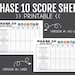 Phase 10 Score Sheet, Printable Score Sheet, Digital, Instant Download ...