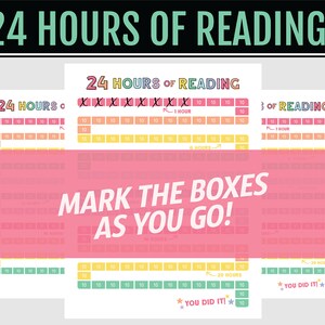 Reading Chart Tracker, Reading Log Printable, 24 Hours of Reading ...