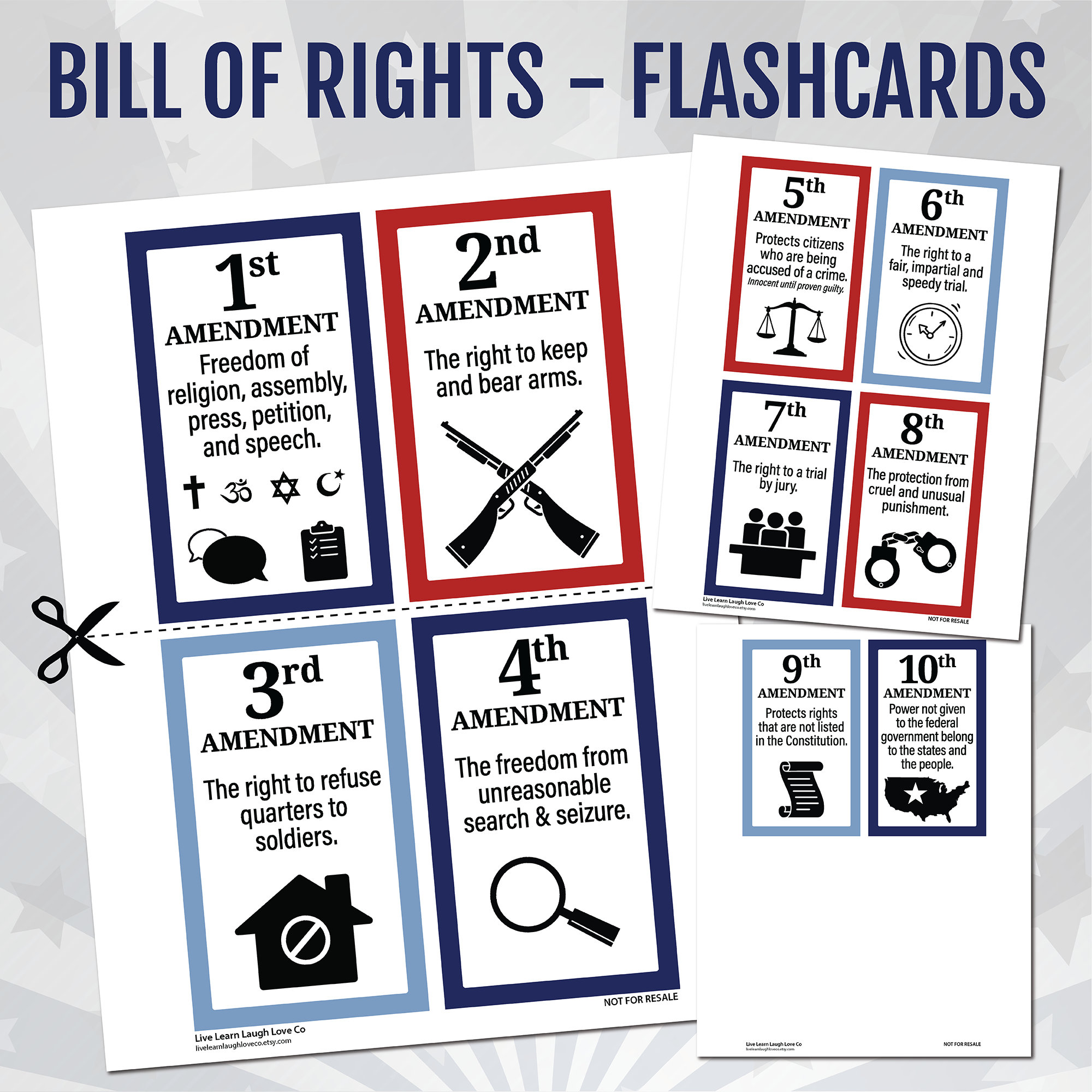 U.S. Bill of Rights, Bill of Rights Flashcards, U.S. Government ...
