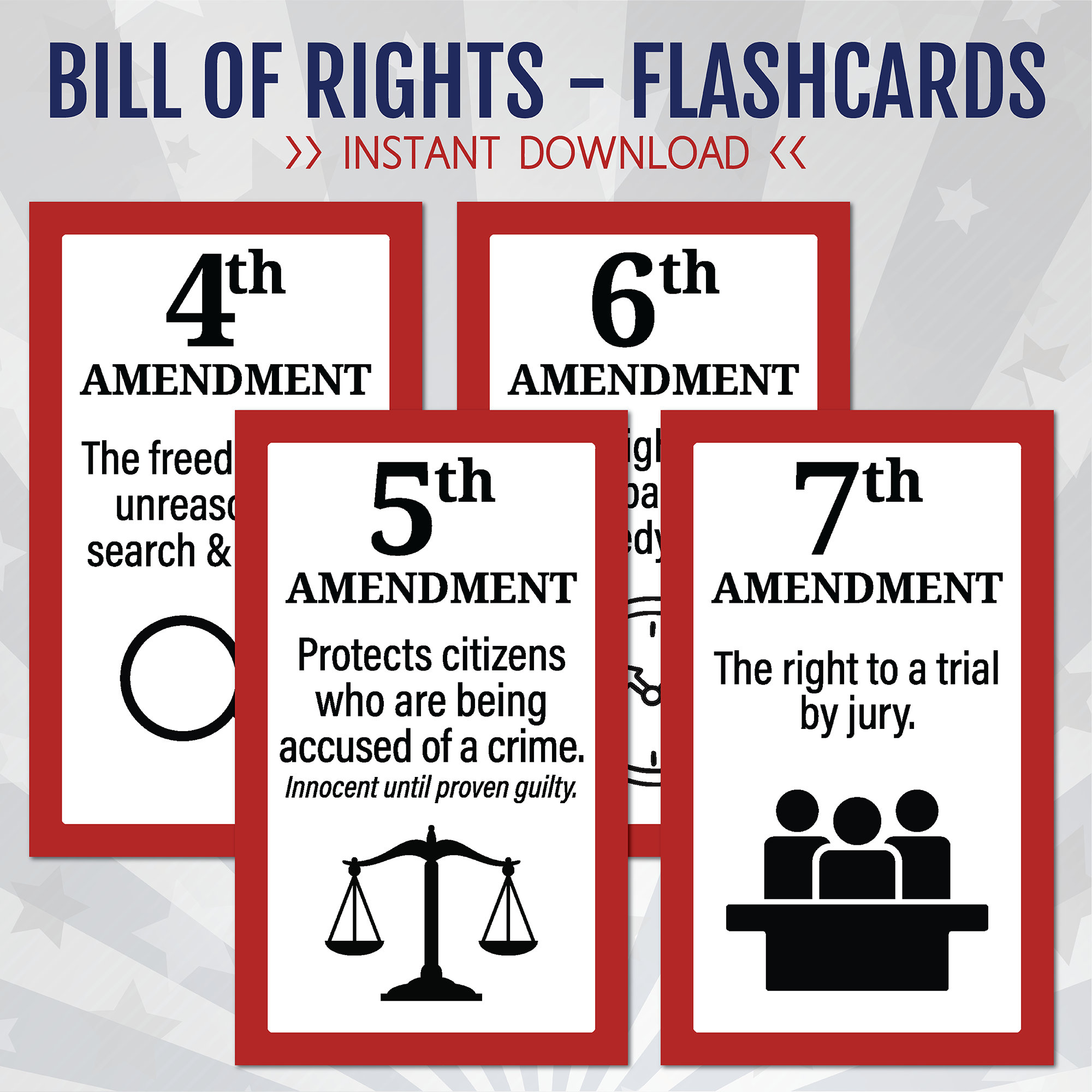 U.S. Bill of Rights, Bill of Rights Flashcards, U.S. Government ...