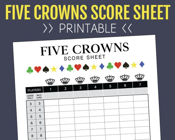 Five Crowns Score Sheet Printable Score Sheet Digital - Etsy
