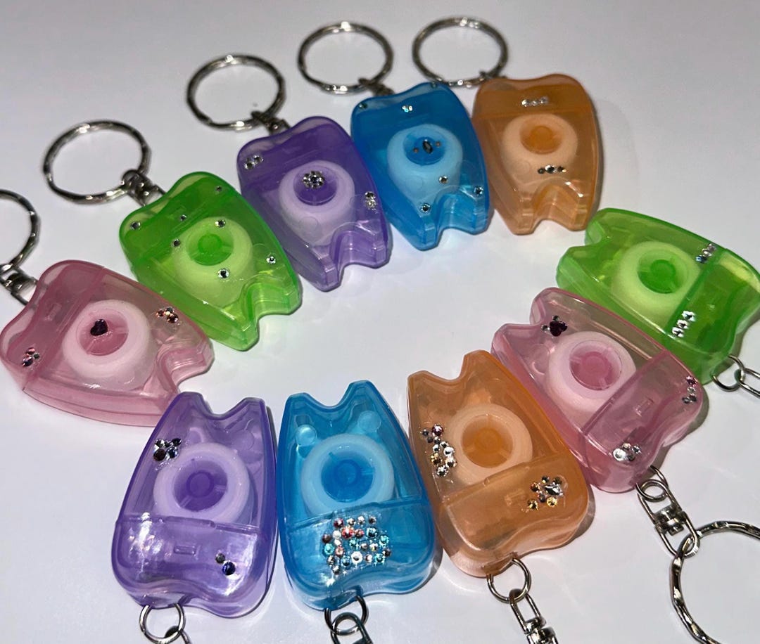 Dental Floss Keychains With Swarovski Crystals for Tooth Gem Artist or ...