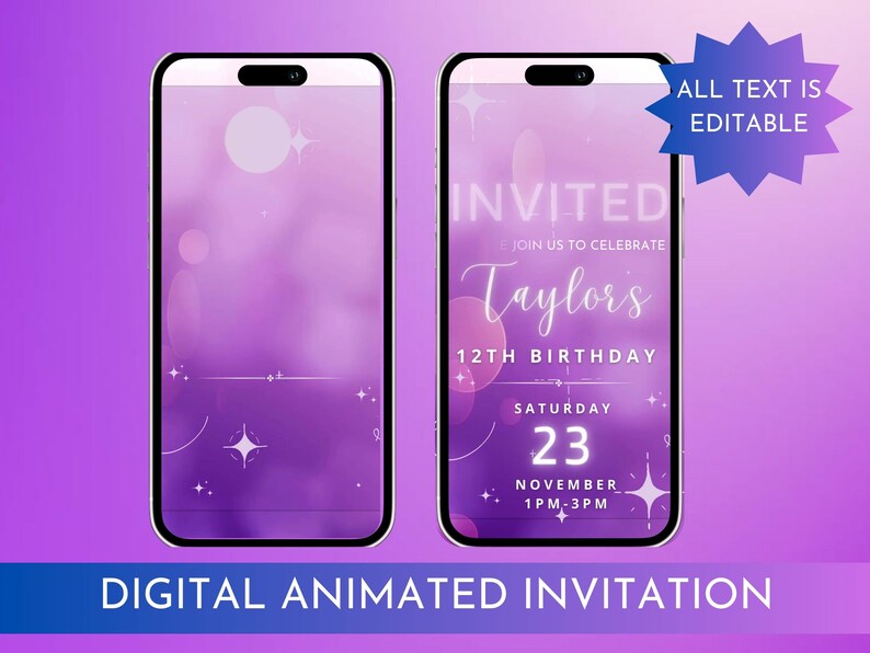 Animated Birthday Invitation Digital Invitation Modern Birthday Invite ...