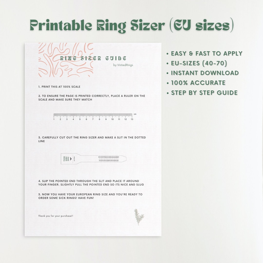 UK Ring Sizer | Print at Home | Find Your European Ring Size | Instant ...
