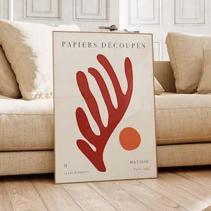 Matisse Red Print, Red Papiers Découpés Print, Earthy Poster, Neutral ...