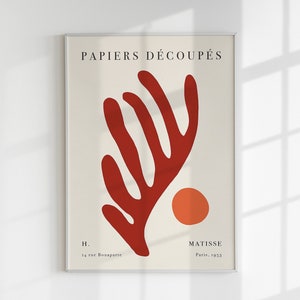 Matisse Red Print, Red Papiers Découpés Print, Earthy Poster, Neutral ...