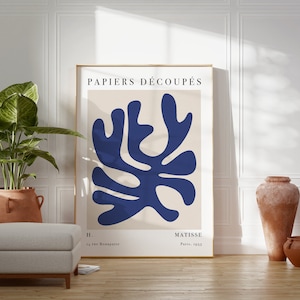 Matisse Blue Poster, Vintage Cut-outs Print, Neutral Minimalist Poster ...
