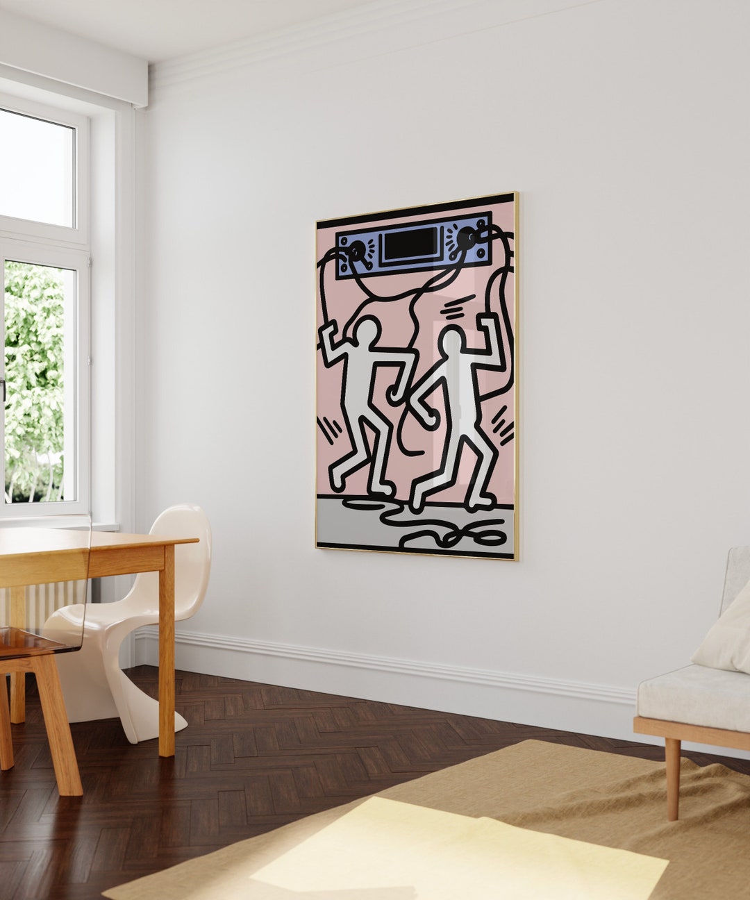 Keith Haring Inspired Dancing Art Print, Pastel Home Decor - Etsy