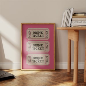 Drink Tickets Print, Trendy Wall Art, Drink Art Print, Vintage Tickets ...