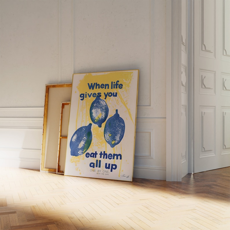 When Life Gives You Lemons Print, Quote Print, Risograph Wall Art ...