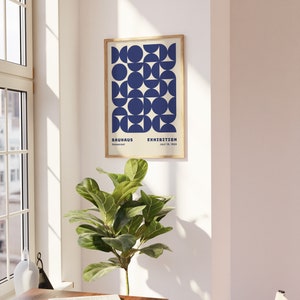 Blue Bauhaus Print, Blue Mid-century Print, Geometric Retro Art, 60s ...